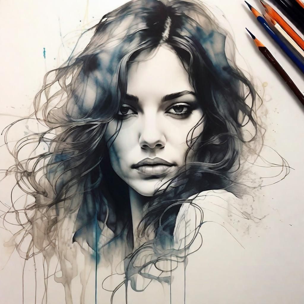 upper third portrait of a gorgeous Latina woman in white blouse, long ...