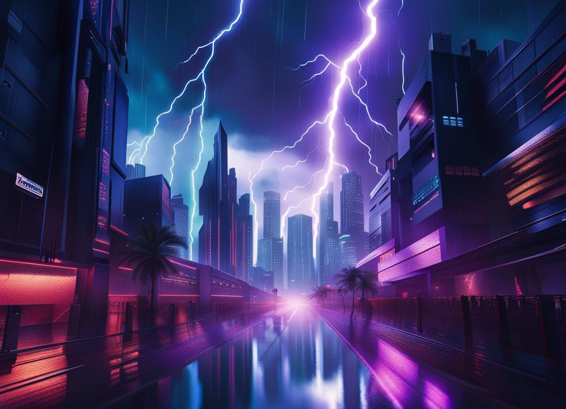 "Neon Storm"⛈️ - AI Generated Artwork - NightCafe Creator