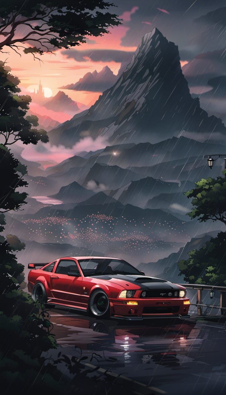 Initial D Style Ford Mustang - AI Generated Artwork - NightCafe Creator