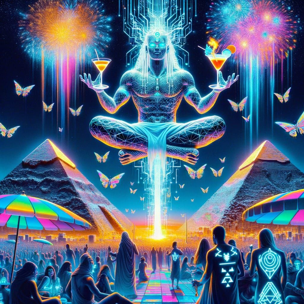 Amun Rave - Cyberpunk Deity Descends Upon Giza Pyramids Rave