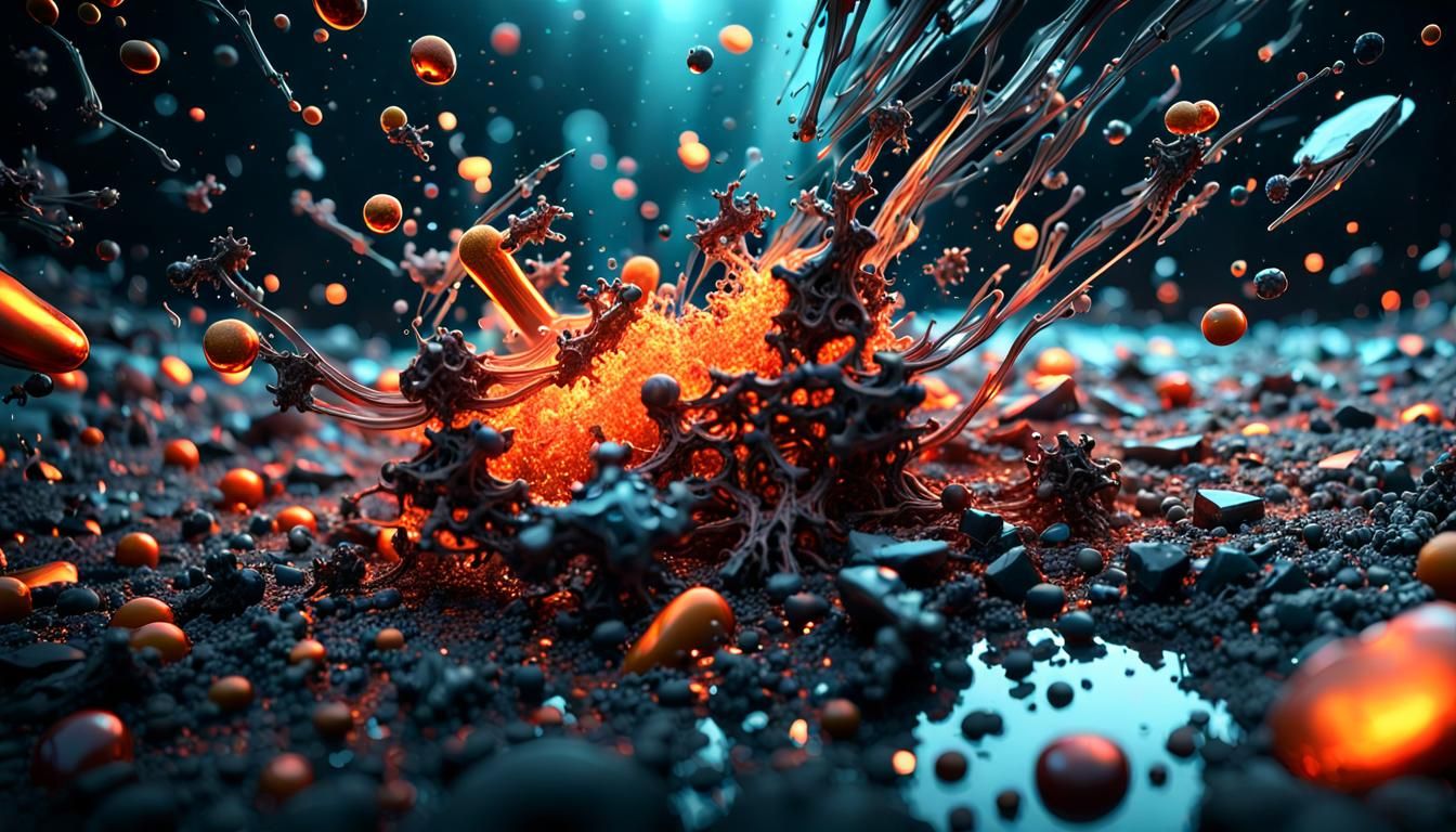 dark Macro realistic photography, short frame, octane render, particle ...