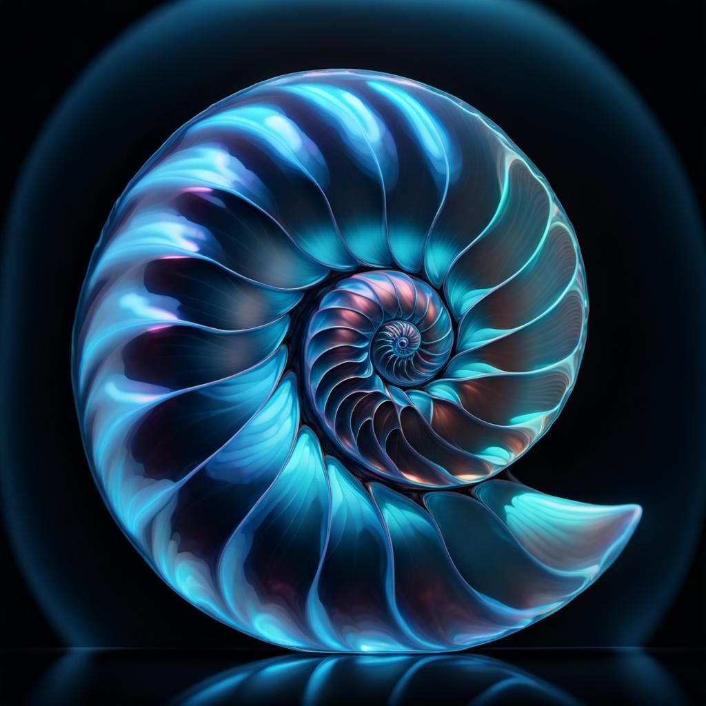 Nautilus shell Holographic art - AI Generated Artwork - NightCafe Creator