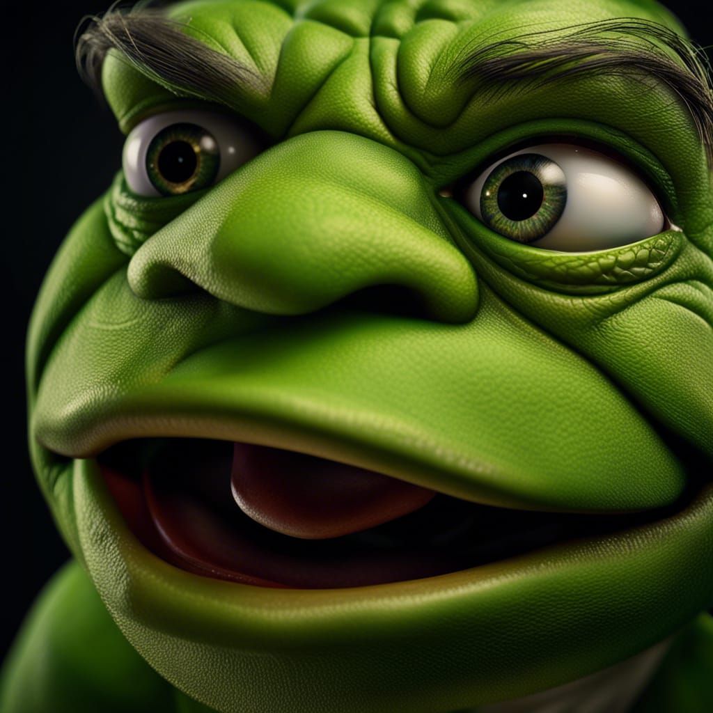 ultra realistic studio photograph portrait extreme close up of Kermit ...