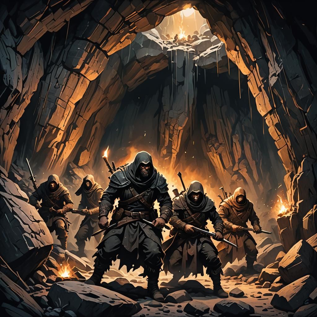 DND bandit cave - Dark Fantasy Cave Lair in Muted Earthy Ton...