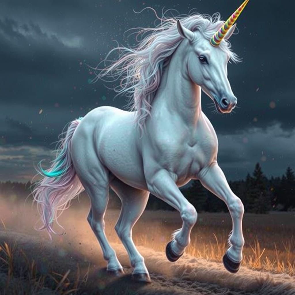 Into the wild - Hyperrealistic Unicorn Gallop in Fiery Storm...