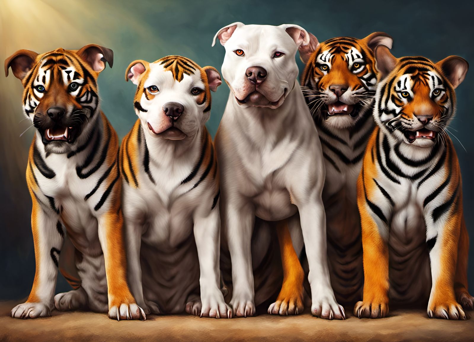 Pitbull / Tiger Mix - AI Generated Artwork - NightCafe Creator