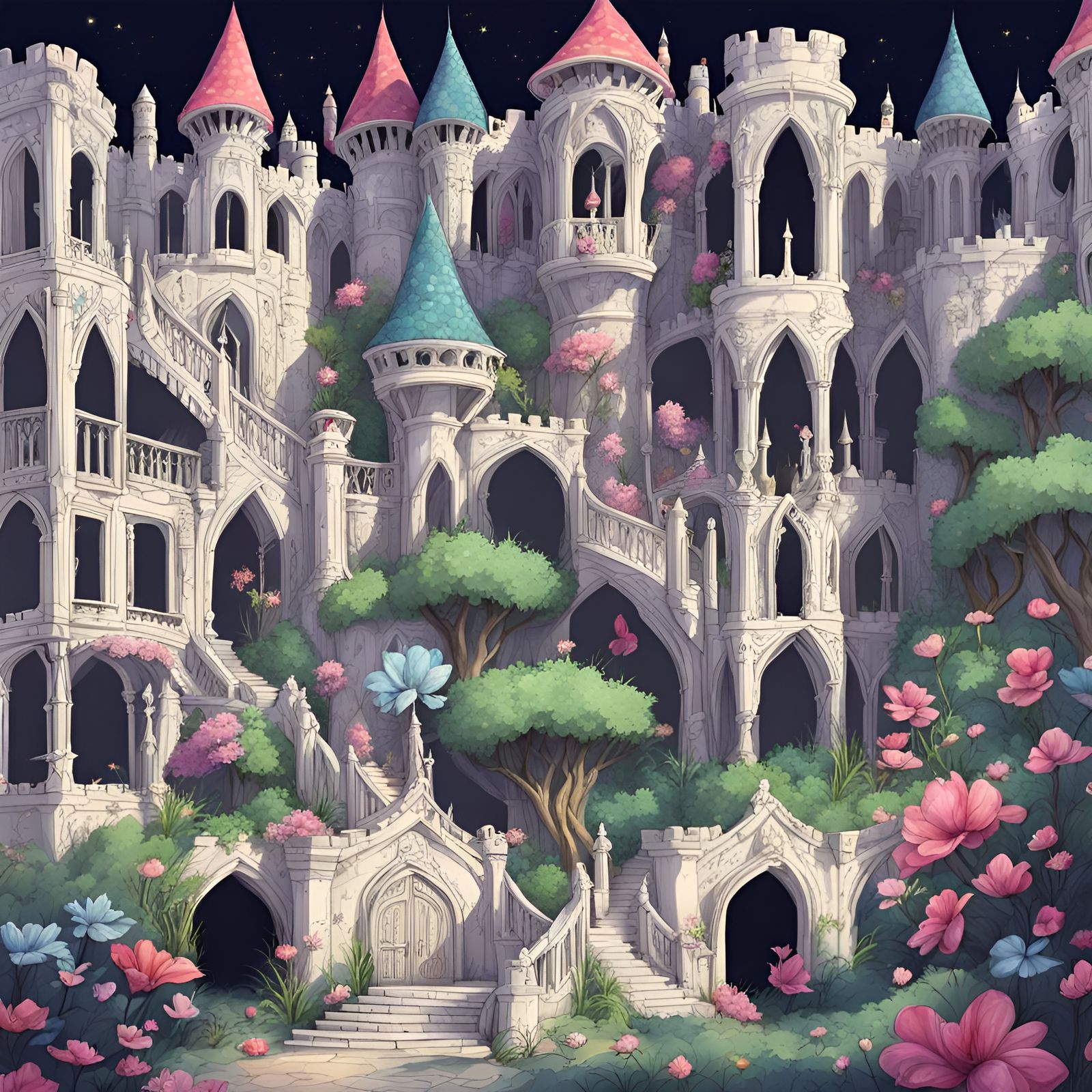 White Fantasy faerie castle, - AI Generated Artwork - NightCafe Creator