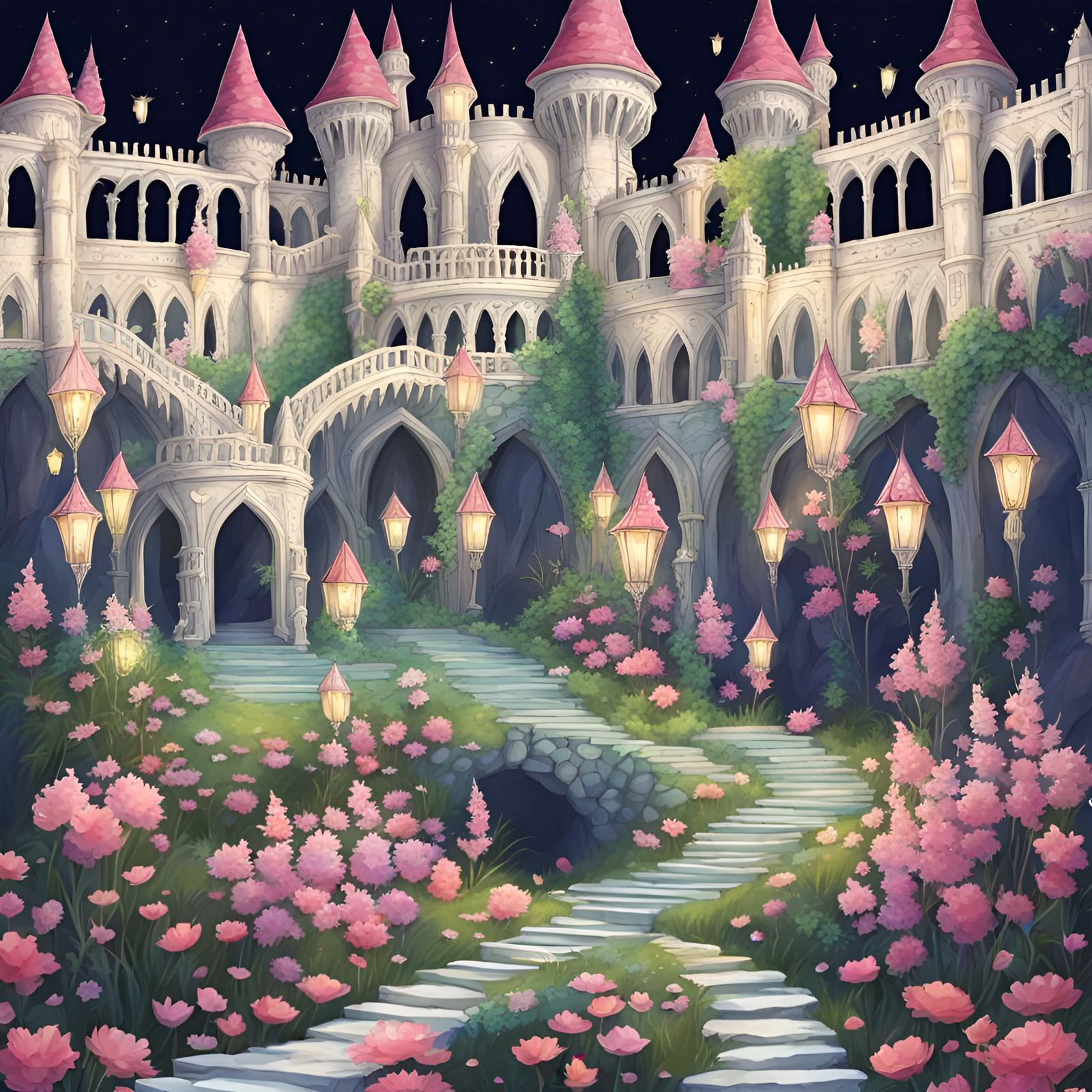 White Fantasy faerie castle, - AI Generated Artwork - NightCafe Creator