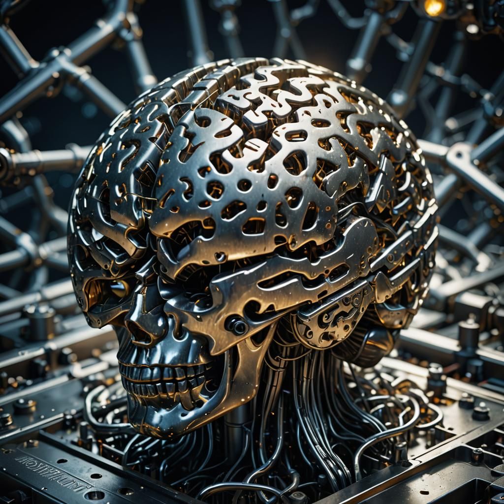 Metal brain - AI Generated Artwork - NightCafe Creator