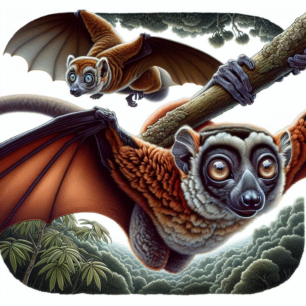 Sunda flying lemur and Philippine flying lemur (DALL-E3) : r/nightcafe
