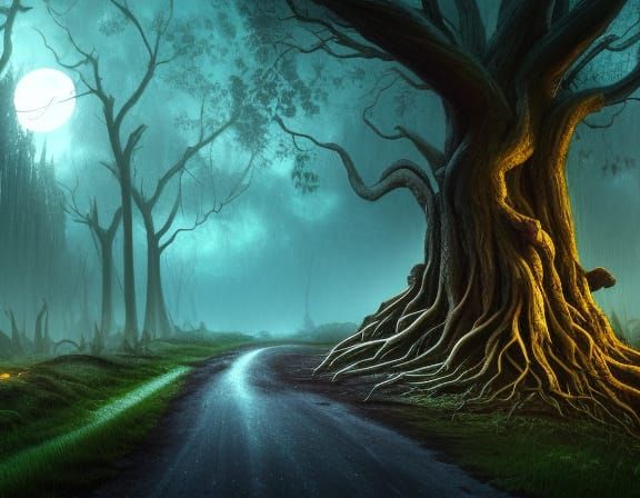 Gnarly tree - AI Generated Artwork - NightCafe Creator