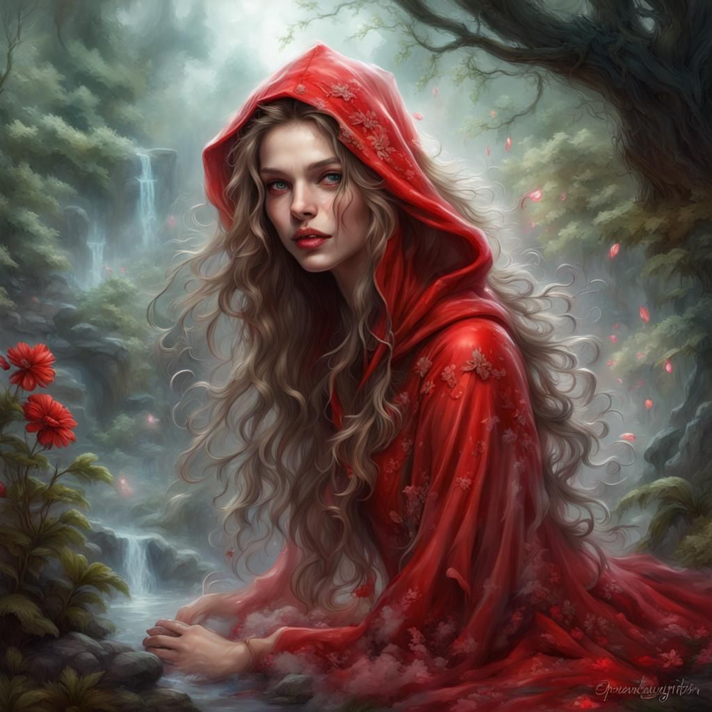 Beautiful enchantress incanting in a waterfall - AI Generated Artwork ...