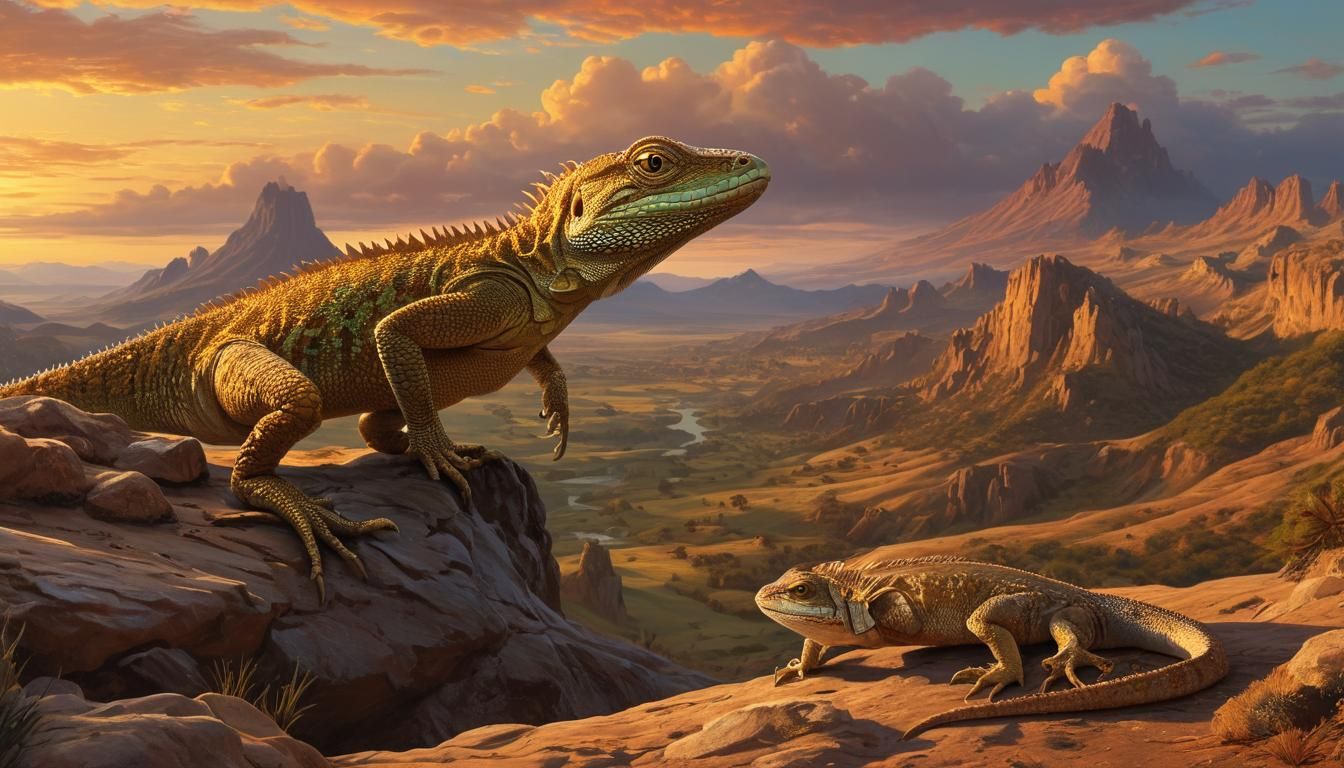 Lizards love a great landscape - AI Generated Artwork - NightCafe Creator