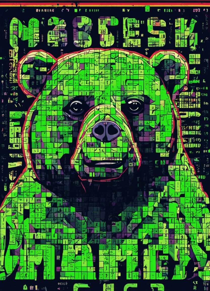 Matrix Style Portrait of [An Obese Timber Bear, at the Movies making ...