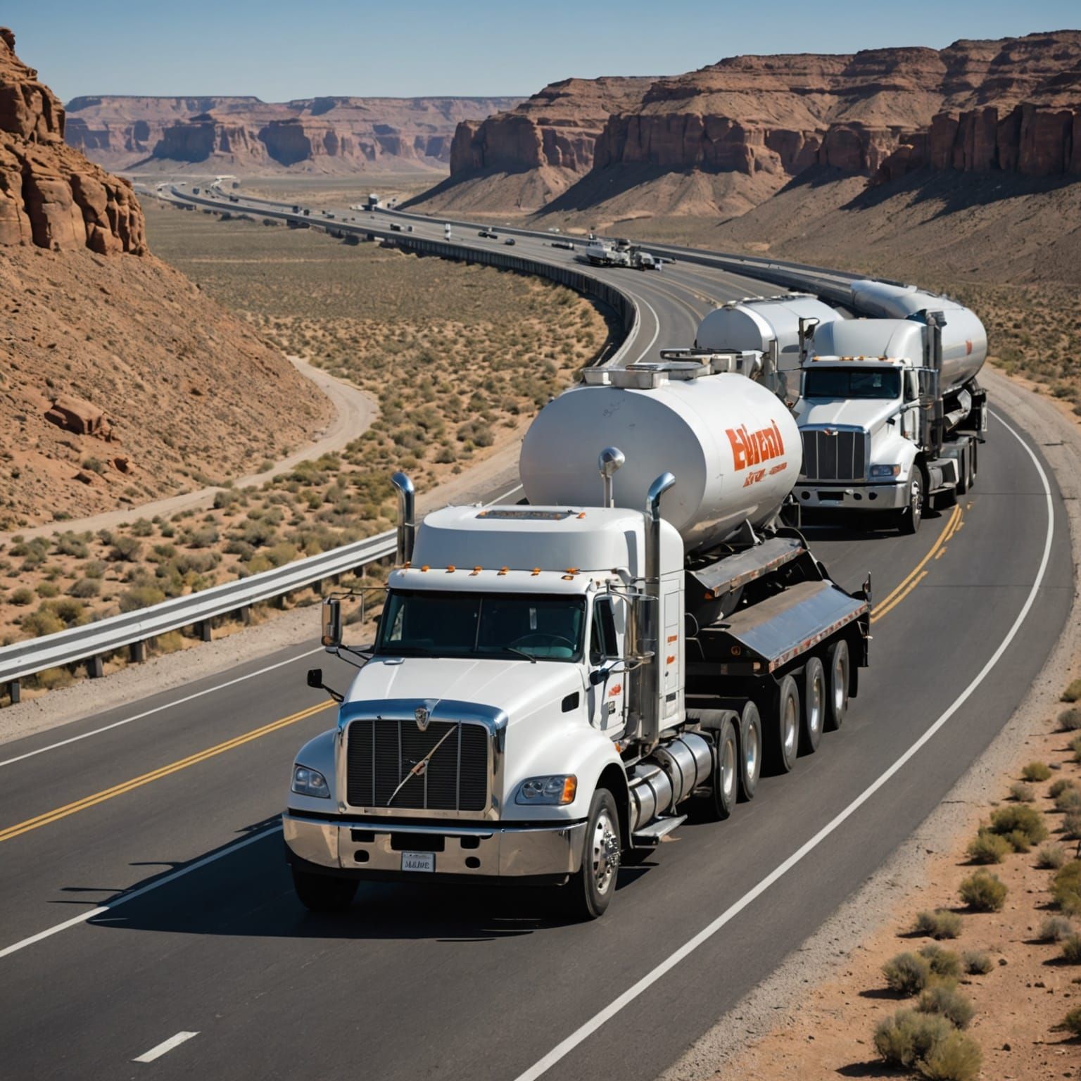 Two large, heavy-duty fuel-carrying trucks