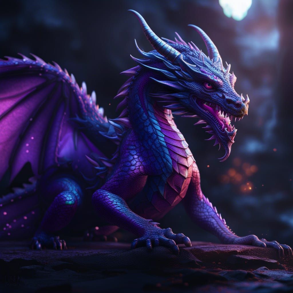 Purple iridescent dragon - AI Generated Artwork - NightCafe Creator