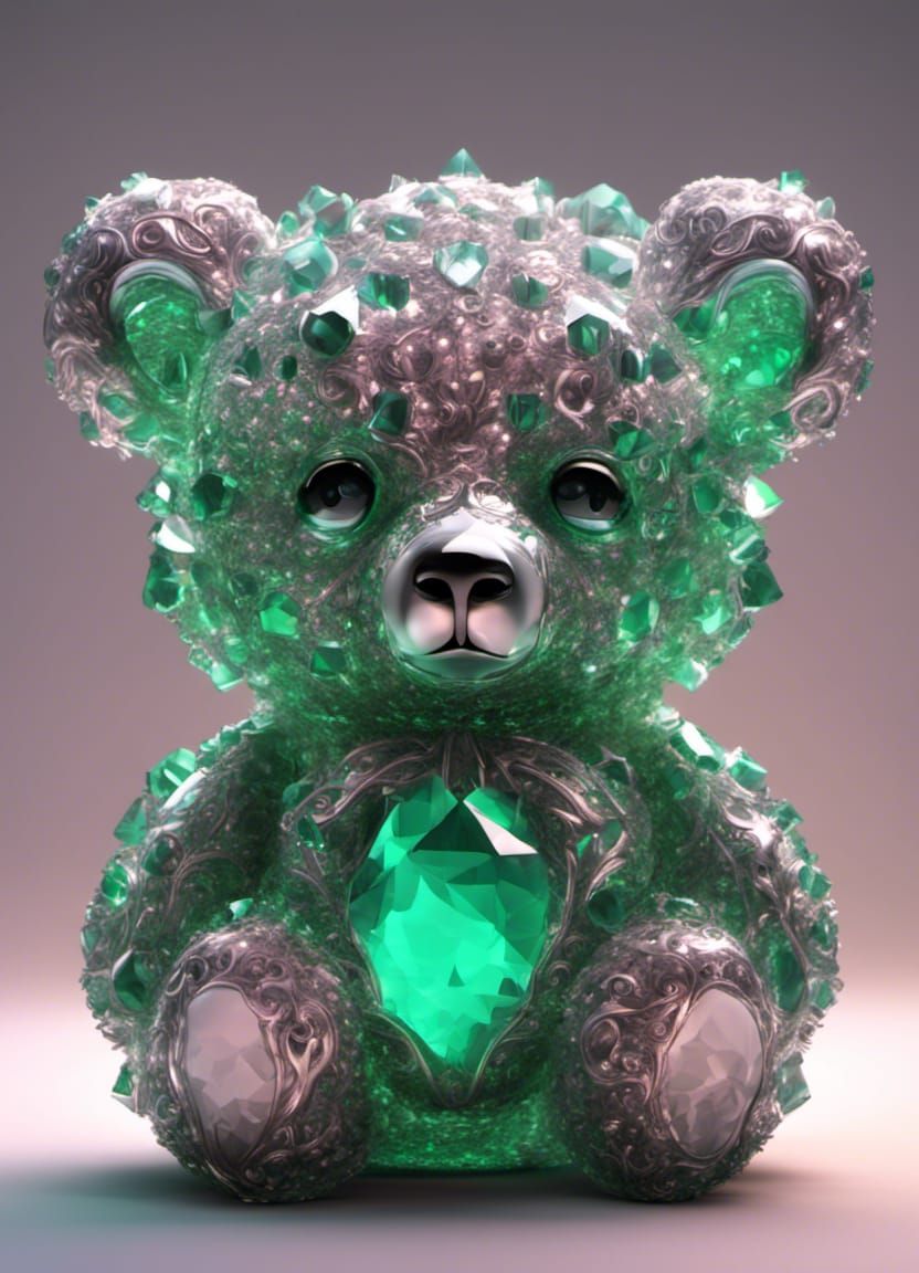 A cute Emerald Crystal Obese Bear made from Neon crystal blossoms ...