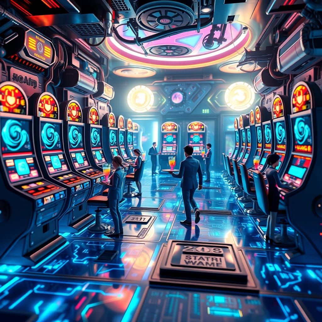 Futuristic Slot Machine Hall in Quantum Computing ... - AI Art