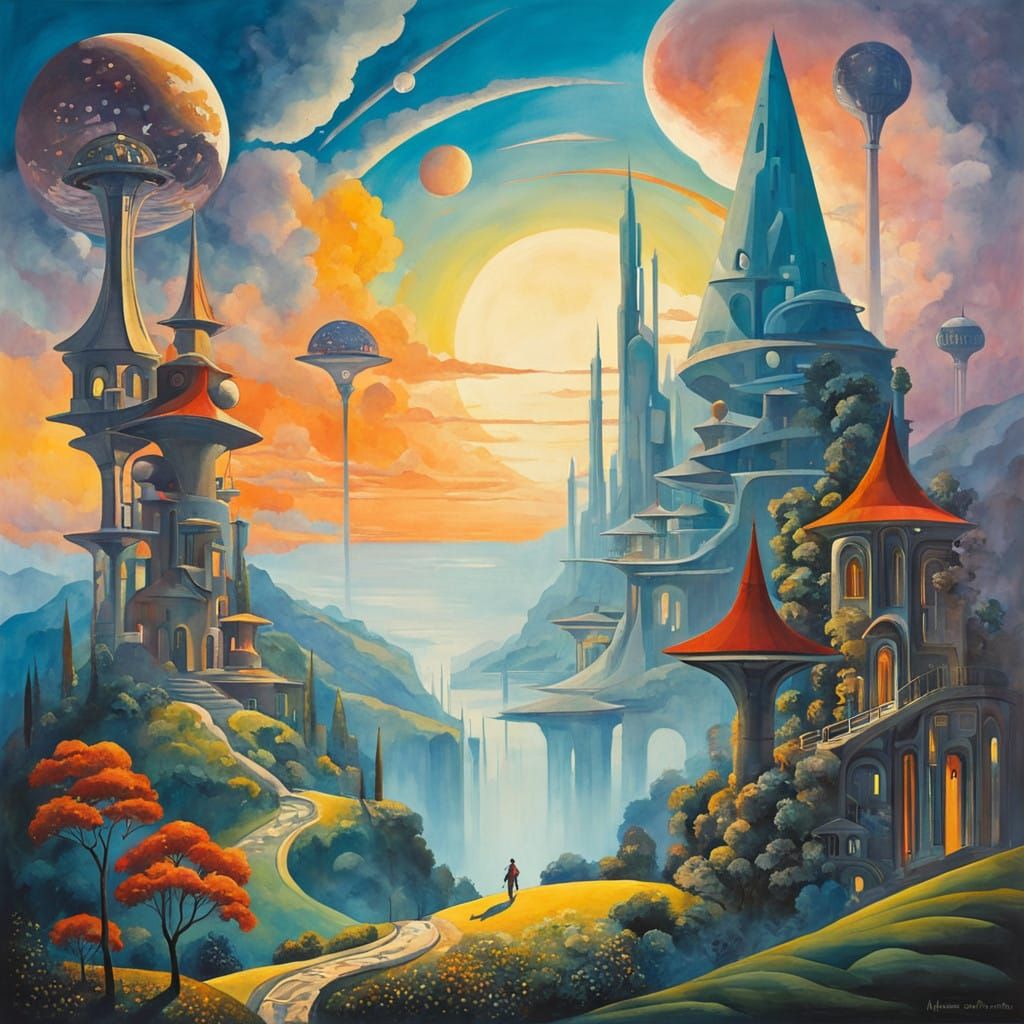 Utopia - Ethereal Futuristic Masterpiece in Abstract Art Nou...