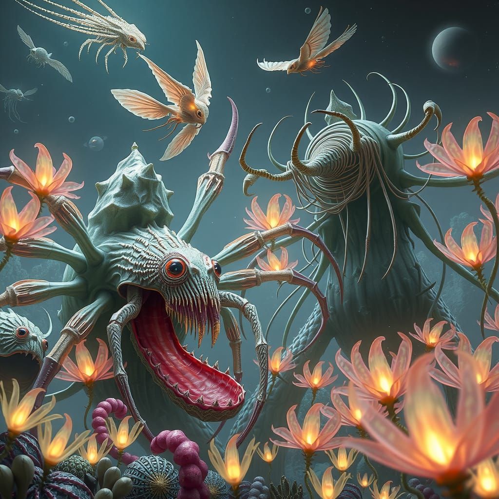 Alien Ecosystem on Distant Exoplanet, Teeming with... - AI Art