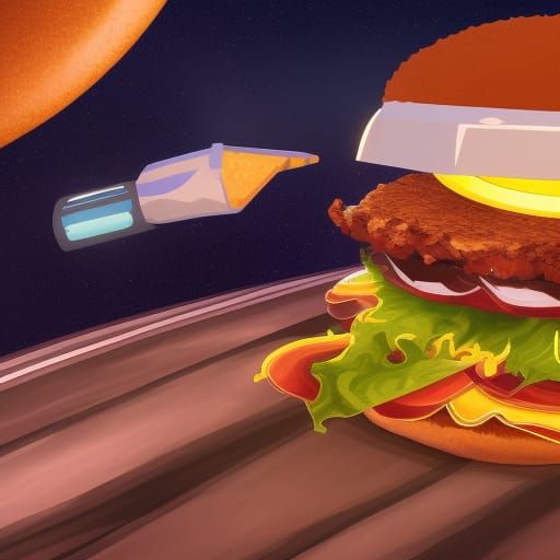astronaut eating a burger in space - Astronaut's Burger Brea...
