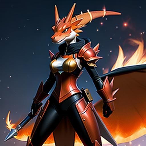 Anthro female charizard warrior - AI Generated Artwork - NightCafe Creator