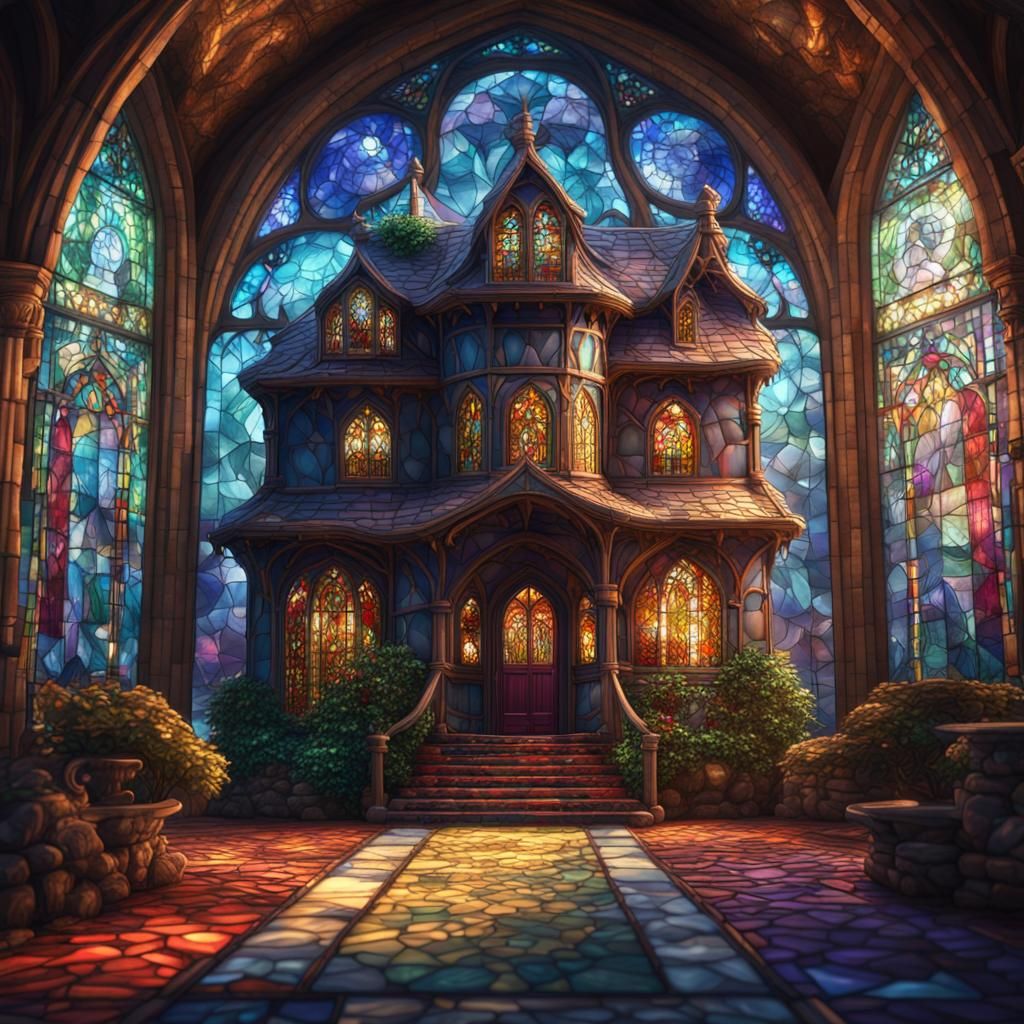 House made of stained glass. Open Prompt - AI Generated Artwork ...