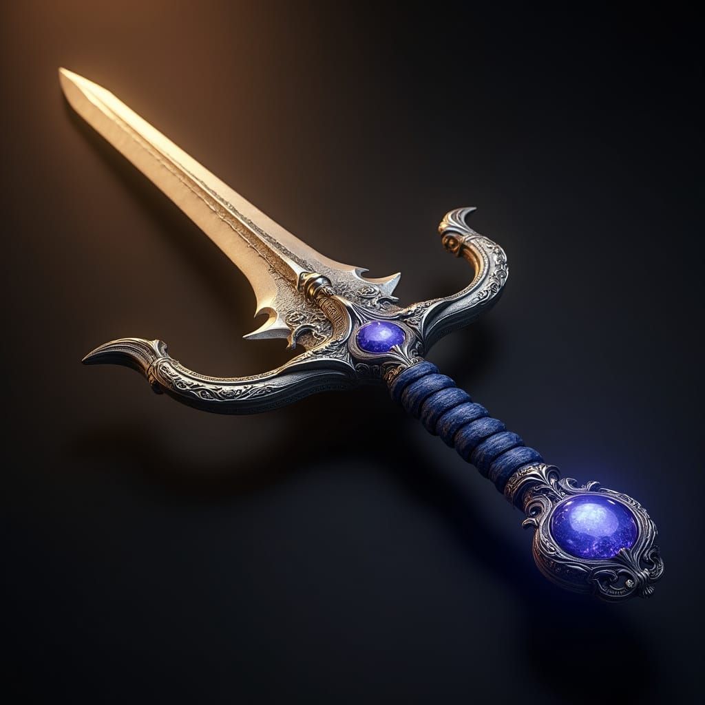 Epic Dark Fantasy Sword with Serpentine Blade and ... - AI Art