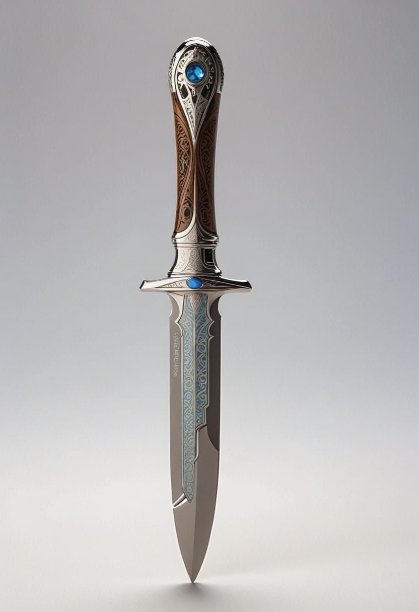 Elegant Damascus Steel Dagger with Modern Innovati... - AI Art