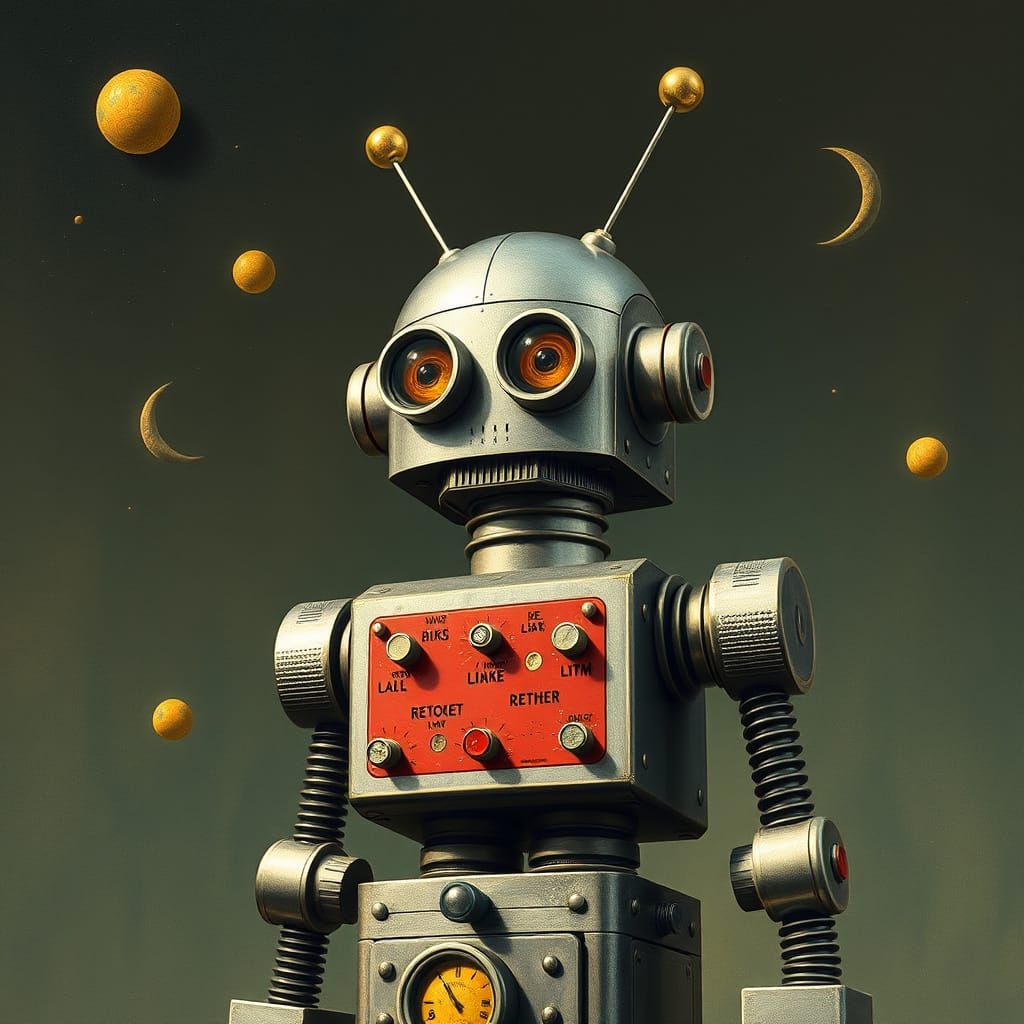 Whimsical Retro Blockbuster Robot Masterpiece - AI Art