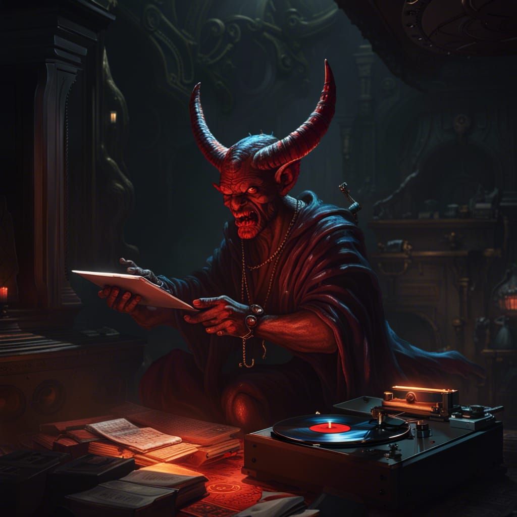 Devil listening to a record player - AI Generated Artwork - NightCafe ...