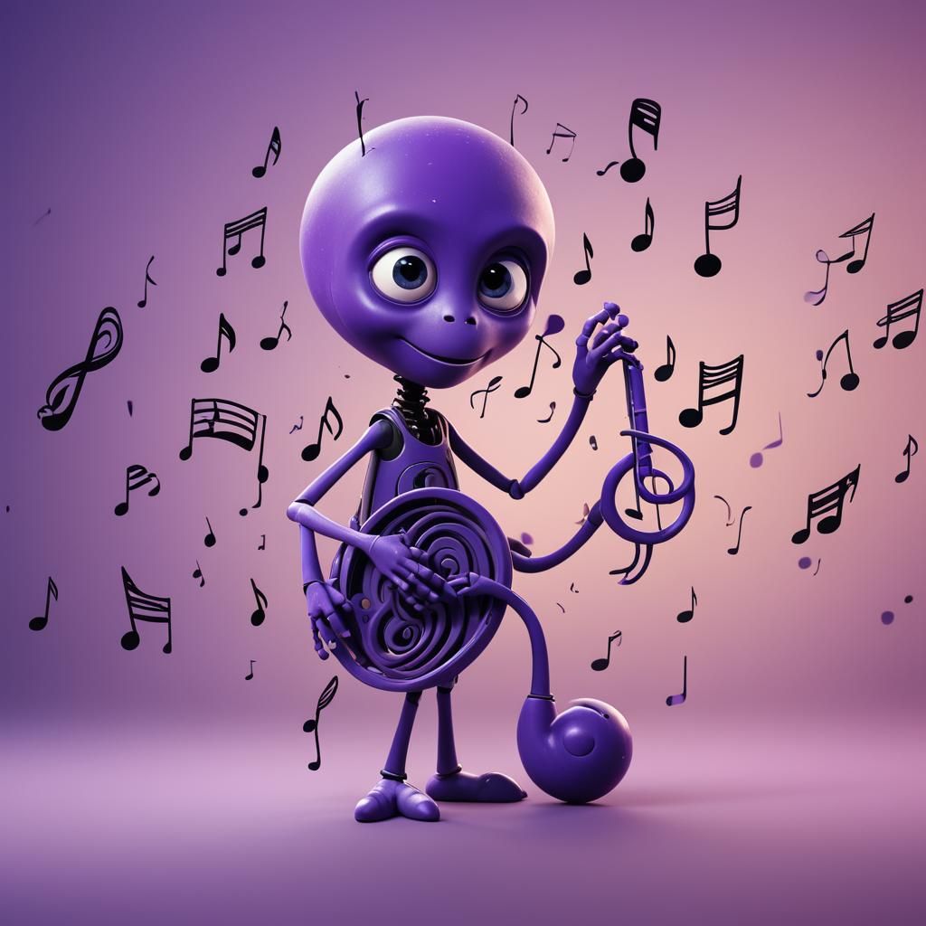 Purple Musical Notes Alien - AI Generated Artwork - NightCafe Creator