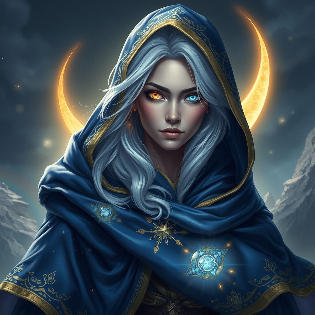 The Celestial Mage - Ethereal Mage in Deep Sea Blue Cloak, C...