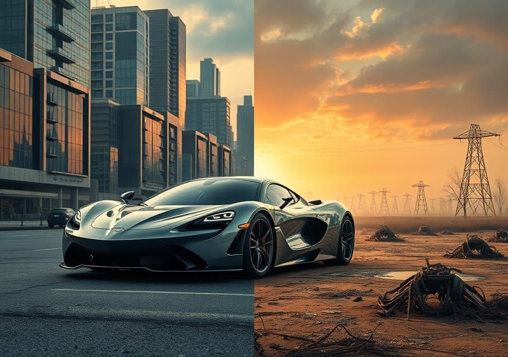 supercar caught between two realities- Daily challenge #743 - NightCafe ...