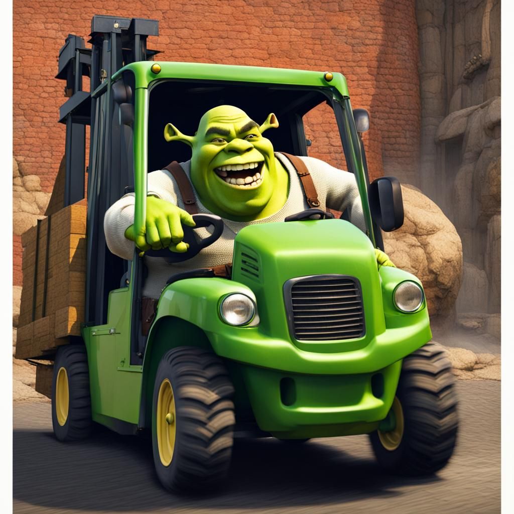 shrek plowing through the day - AI Generated Artwork - NightCafe Creator