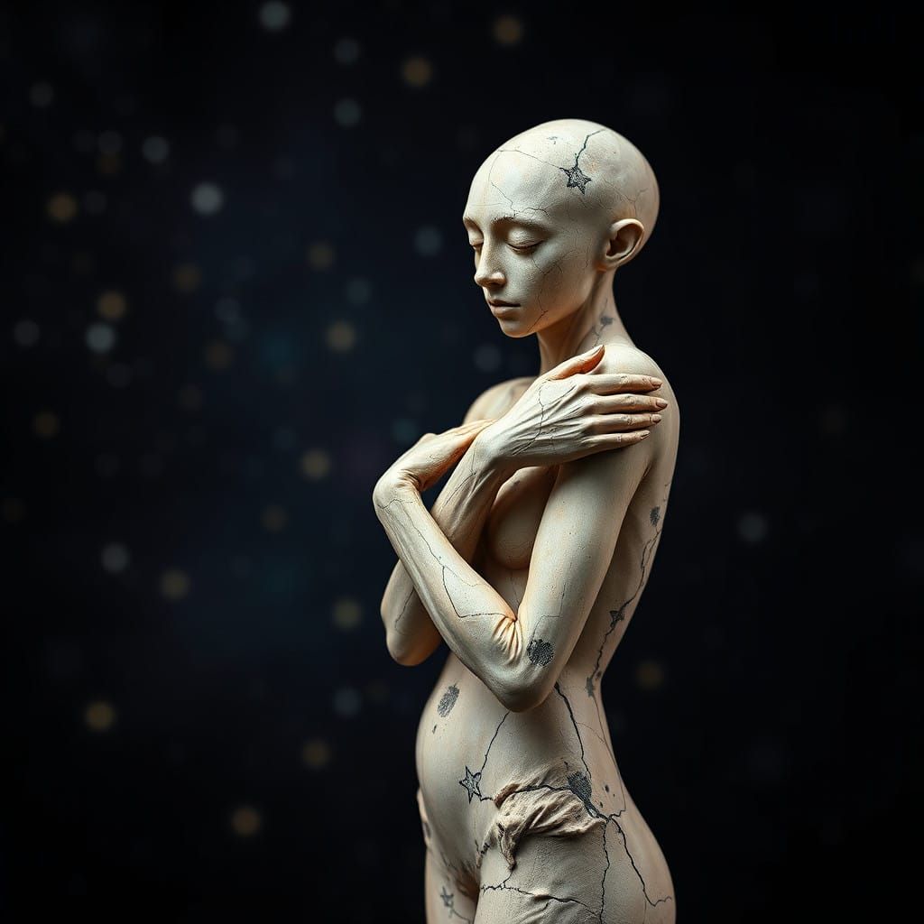 The clay statuette of the woman - Elegant Celestial Figure i...