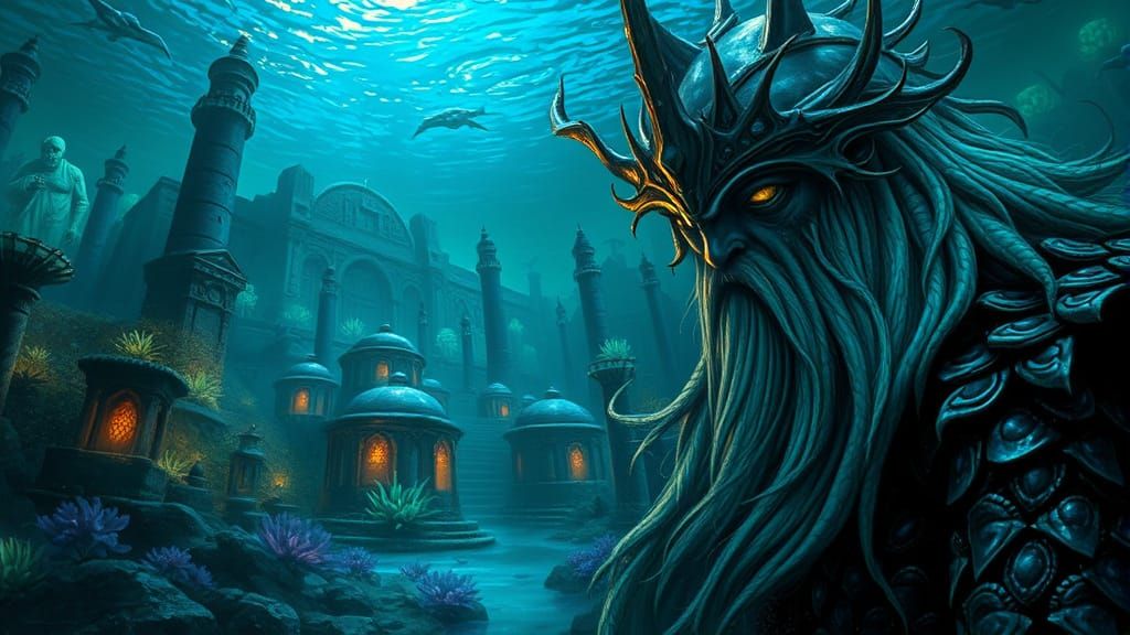 Majestic Merfolk Kingdom in a Glowing Underwater R... - AI Art