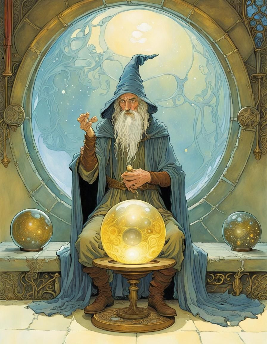 A Wizard Pondering His Orb - AI Generated Artwork - NightCafe Creator