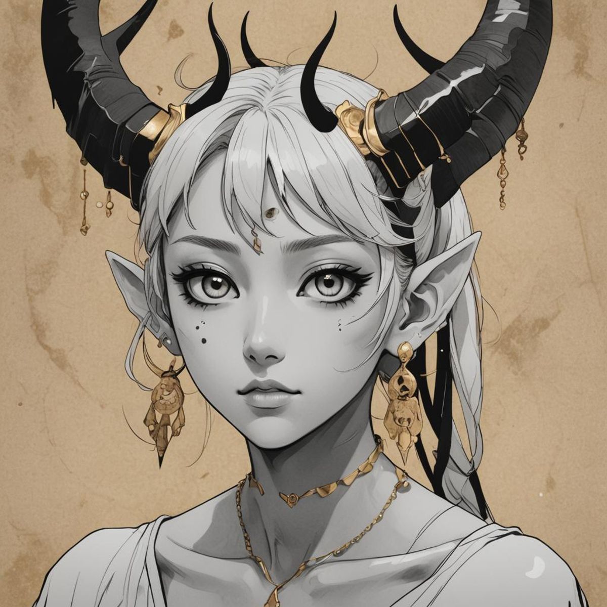 A digital illustration of an anime character with two faces, one side ...