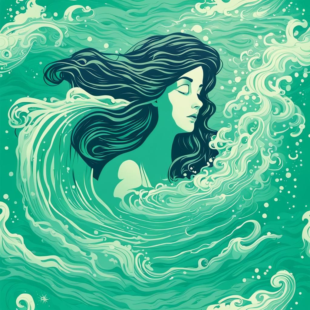 The Little Mermaid slowly dissolving into seafoam - AI Generated ...