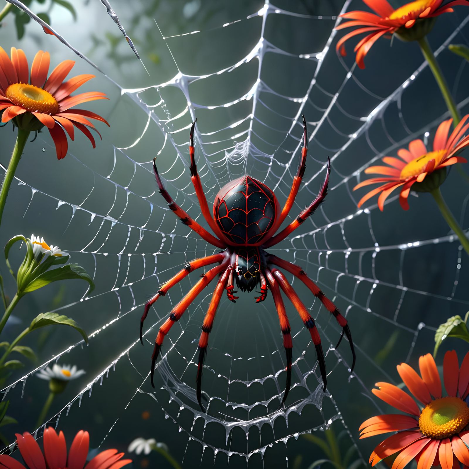 On a Spiderweb - AI Generated Artwork - NightCafe Creator