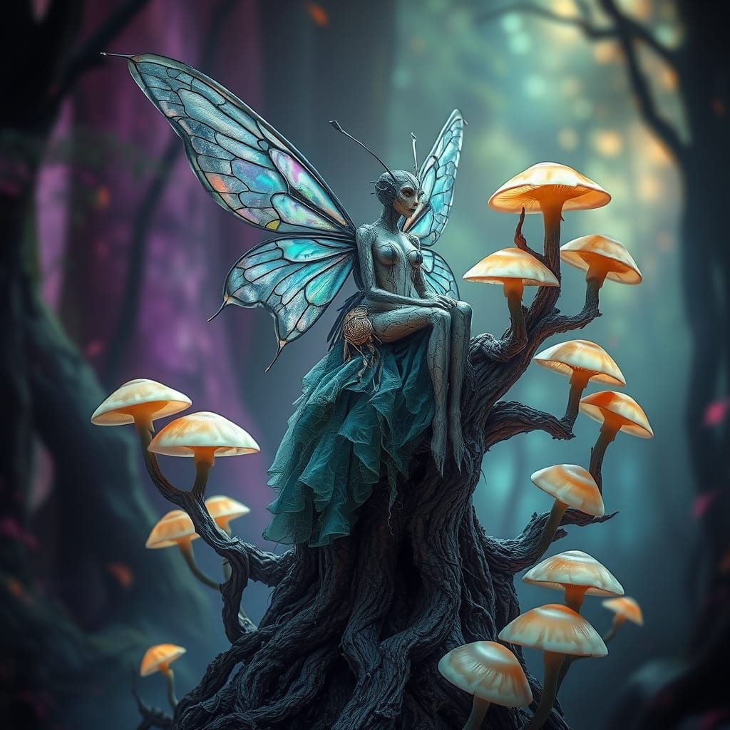 insect-like fairy - Ethereal Insect Fairy in Surrealist Dre...