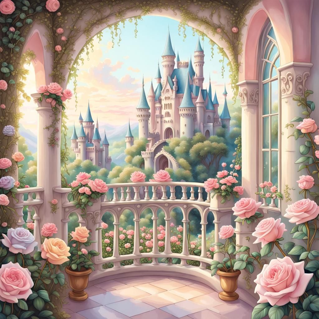 Anime Rose Garden Balcony - AI Generated Artwork - NightCafe Creator