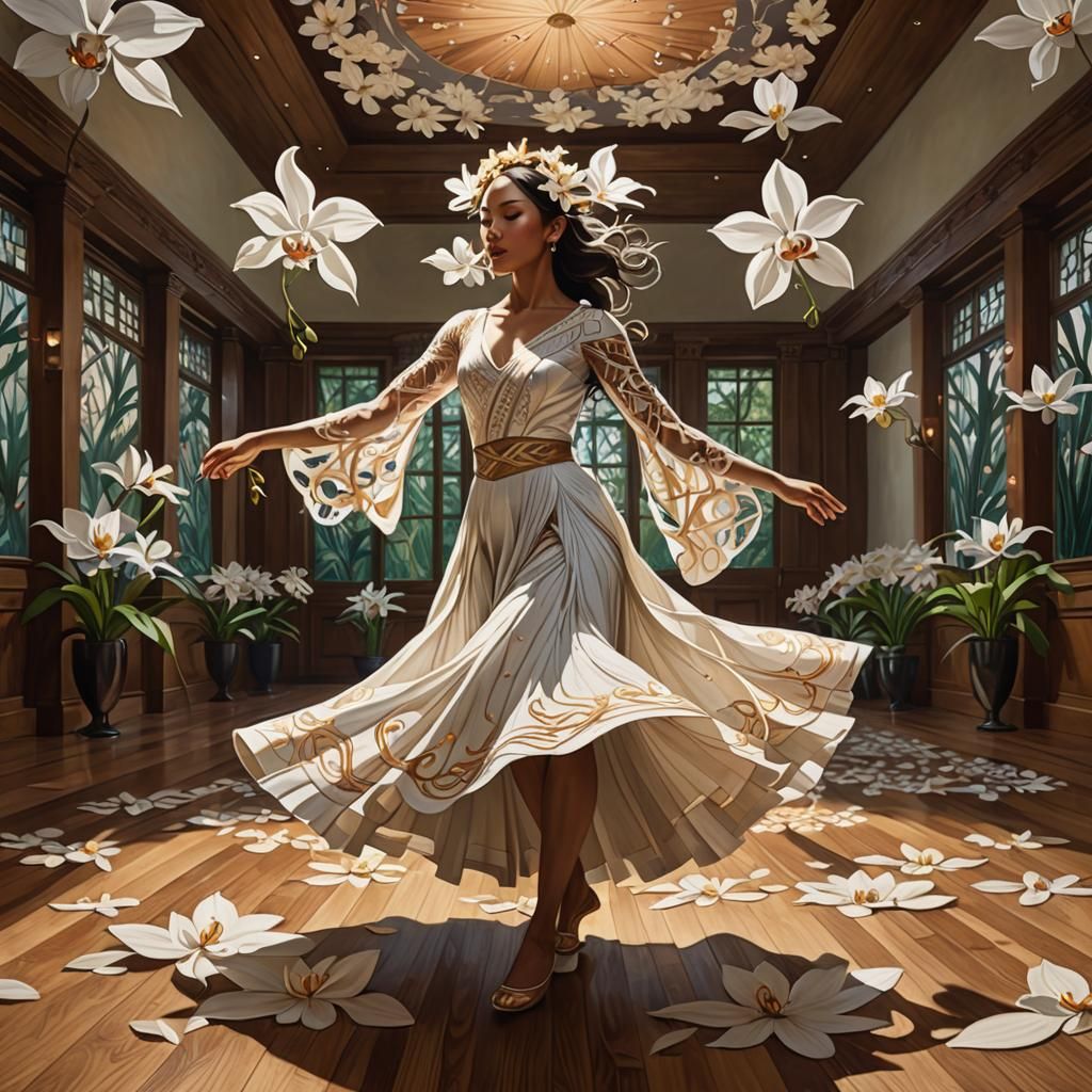 Whirl and dance as flowers float - AI Generated Artwork - NightCafe Creator