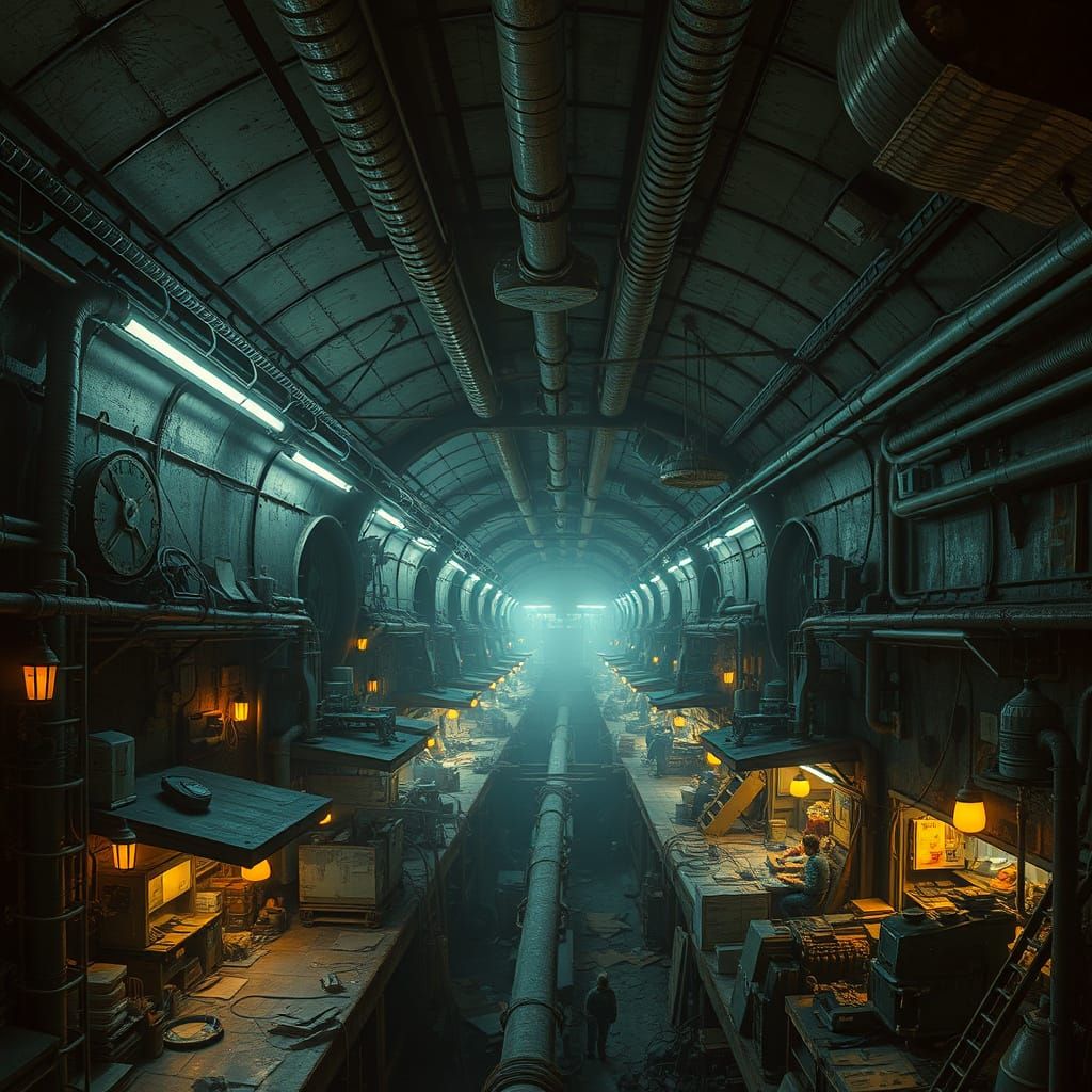 Underground Metropolis Thrives in Post-Apocalyptic... - AI Art