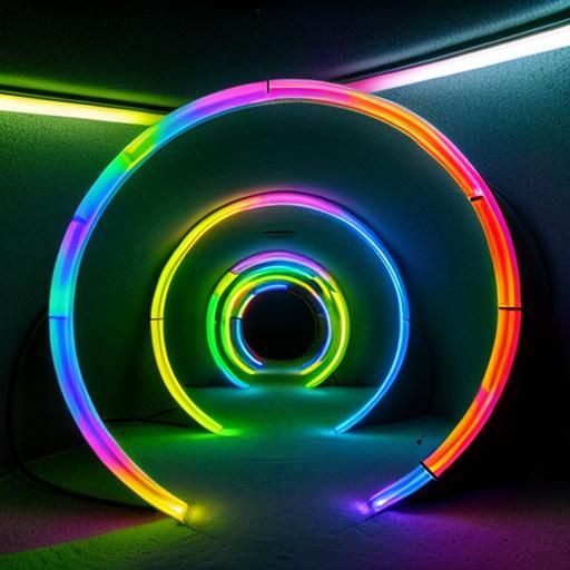 vast, Infinite qirin cirin kirin gentle, subtle, rainbow Day Glo neon fluorescent tubes , Roden ...