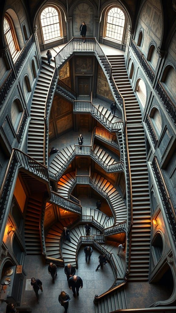 Mind-Bending Escher Staircase Illusion in Photorea... - AI Art