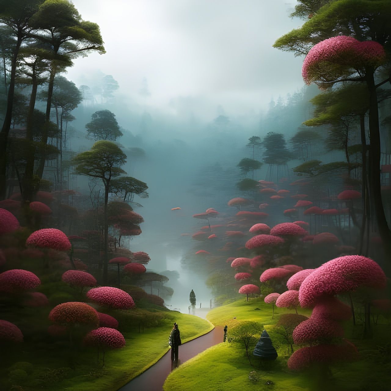 Taking a stroll in a zen garden - AI Generated Artwork - NightCafe Creator