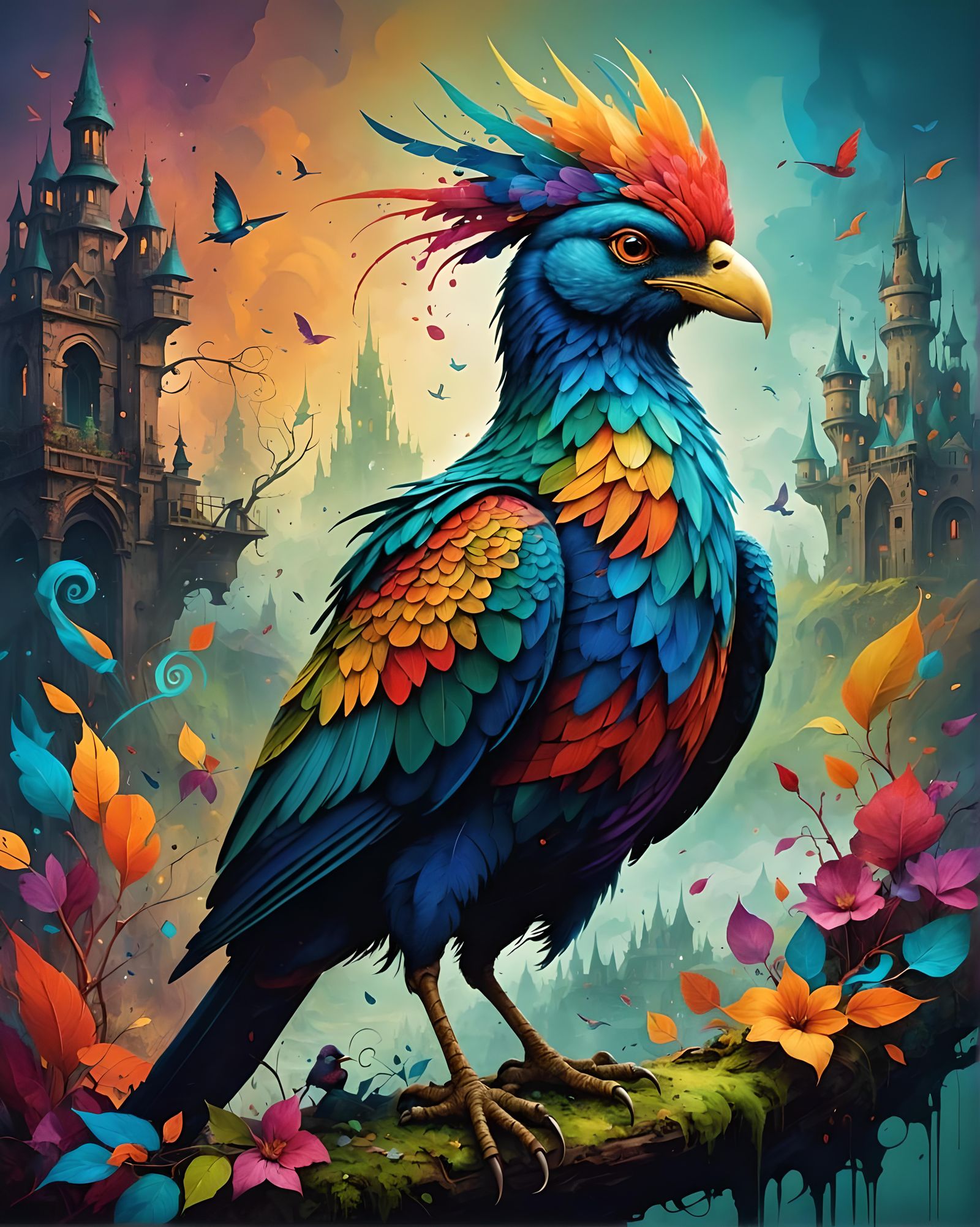 Colorful Medieval Bird - AI Generated Artwork - NightCafe Creator