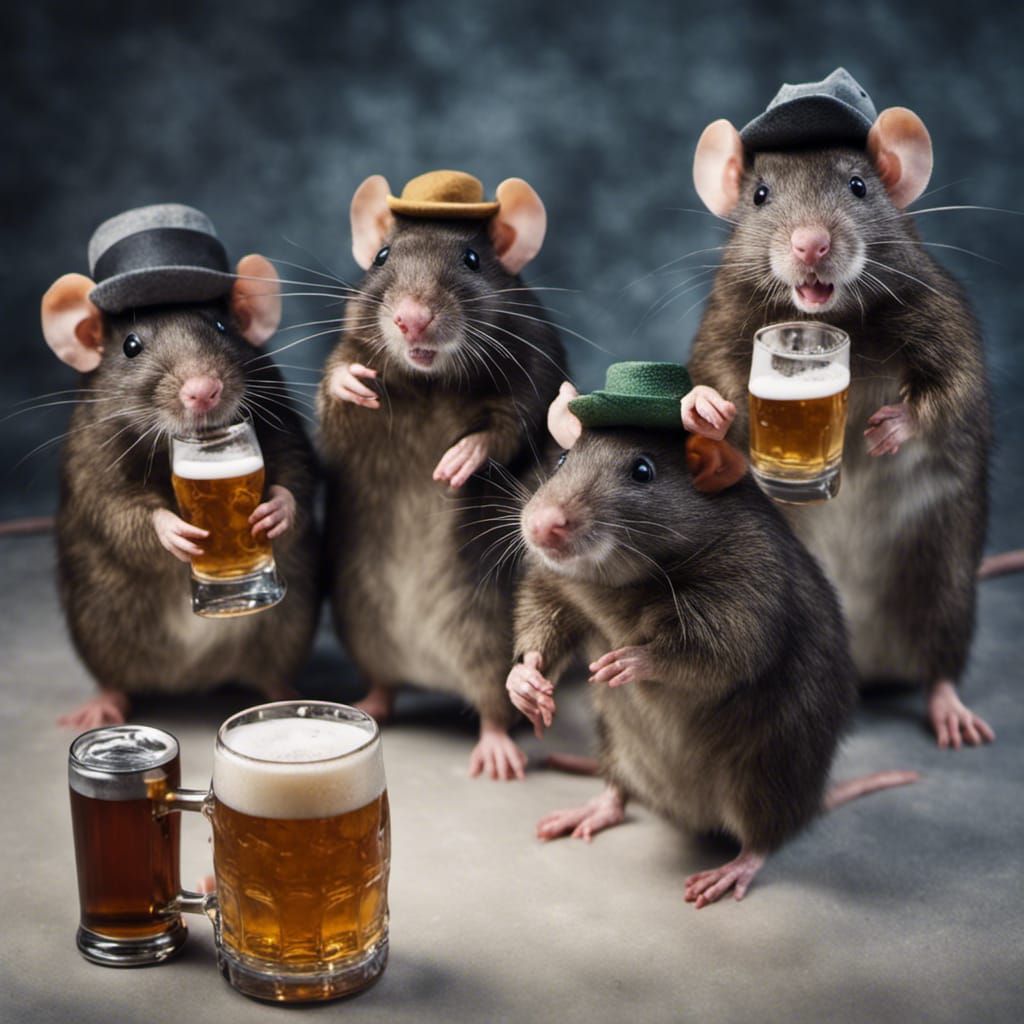All the happy rats singing and drinking beer at Oktoberfest III - AI ...
